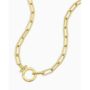 gorjana Women's Parker Necklace, 18k Gold Plated, Paperclip Link Chain w/Chunky Clasp