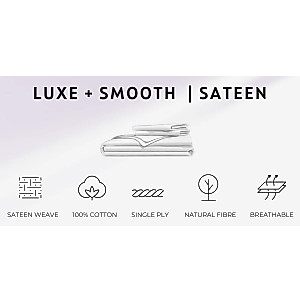 BEDLAM Duvet Cover Set 3pcs 100% Cotton 500 TC Sateen Duvet Cover & 2 Cotton Pillowcases, Grand Hotel Duvet Covers Luxury Duvet Cover Bedding Set (Space Grey, Full/Queen)