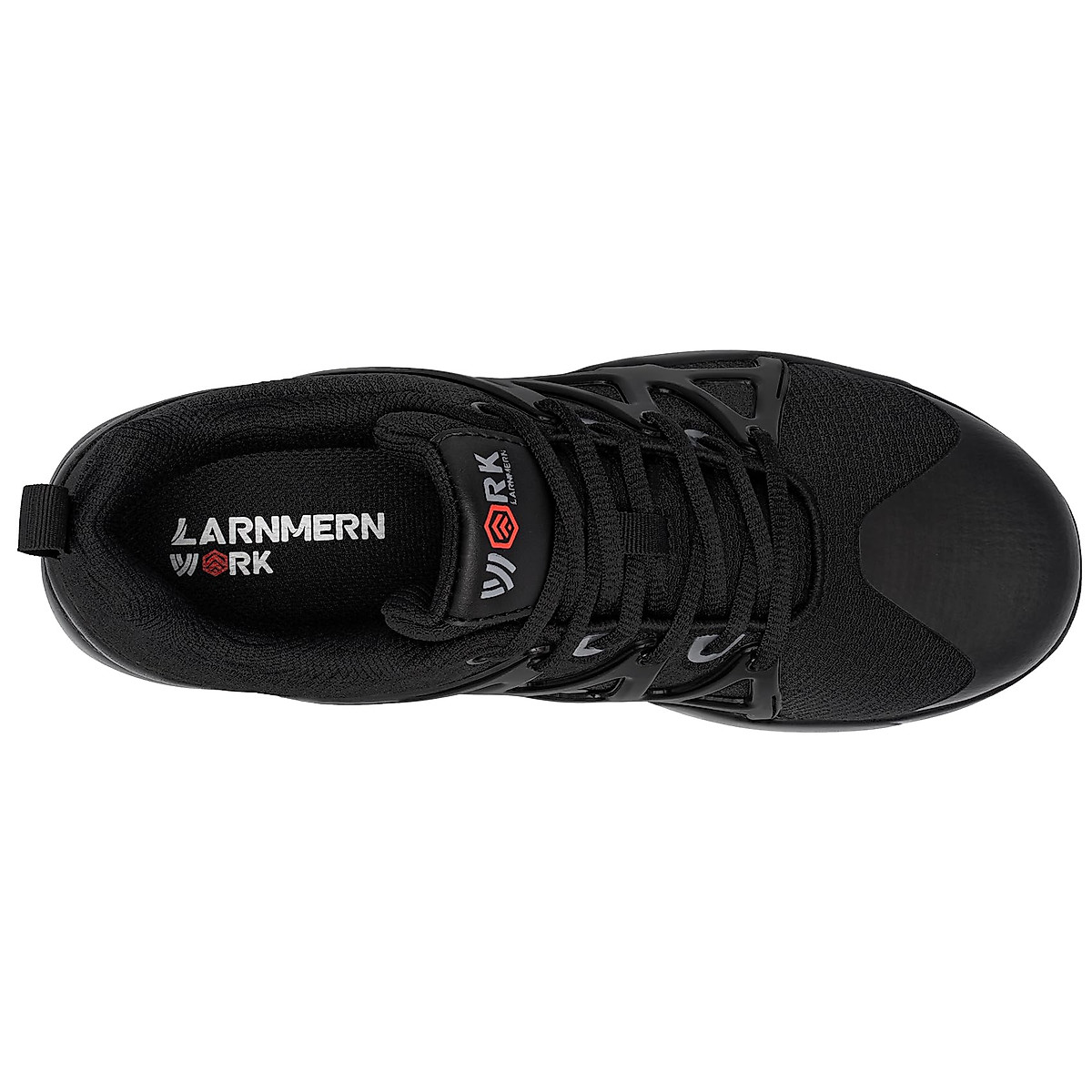 LARNMERN Steel Toe Shoes for Men Lightweight Safety Shoes Work Air Cushion Construction Zapatos Punta de Acero para Hombres (10, Dark Black)