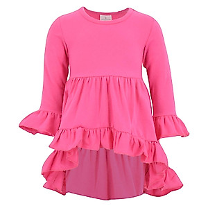 Unique Baby Girls Valentines Day Toddler Outfit Ruffle Top Legging Set (7 Years, Pink)