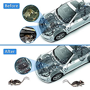 MAGIC CAT Under Hood Animal Repeller Rodent Repellent, Ultrasonic Battery Operated Rat Deterrent with LED Strobe Lights, Rodent Defense Vehicle Protection for 12V 24V Car Truck RV, 2 Pack