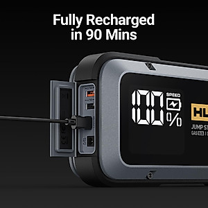HULKMAN Alpha100 Jump Starter 4000 Amp 32000mAh Car Starter with -40℉ Start Tech PD 65W Lithium Portable Car Battery Booster Pack for up to 10L Gas and 10L Diesel Engines