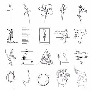 Realistic Temporary Tattoo for Women - 86 Sheets Tiny Small Fake Tattoos, 24 Pcs Inspirational Quotes Words Tattoo, 62 Long Lasting Minimalist Wild Flower Floral Bouquet Leaf Adult Tattoos Stickers (Art Abstract)