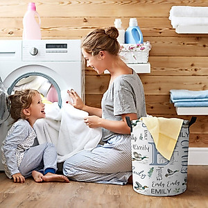 Mallard Duck Personalized Baby Laundry Basket Custom Name Nursery Hamper Collapsible Kids Laundry Hamper with Handles Durable Oxford Cloth Organizer for Clothes Storage Baby Gift Baskets