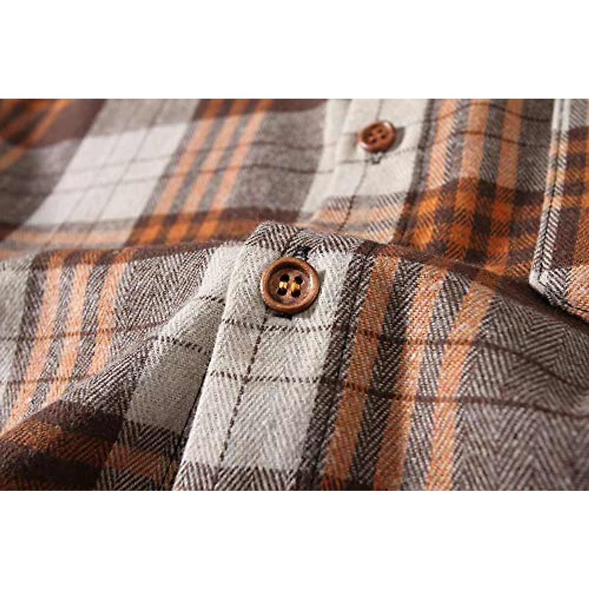 SSLR Flannel Shirt for Men, Long Sleeve Button Down Shirt Plaid Casual (Large, Khaki)