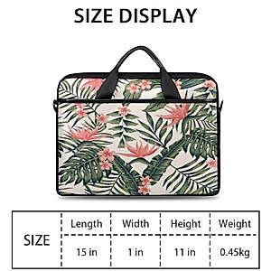 Palm Tree Flower Laptop Computer Bag Waterproof Shoulder Messenger Bag 13-15 inch Durable Laptop Tote Bag with Shoulder Strap Handle Lightweight Crossbody Briefcase