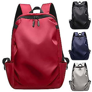 Ellymi Backpack Fashion New Pattern Simple Solid Color Large Capacity Practical Computer Bag Travel Leather (Black, One Size)