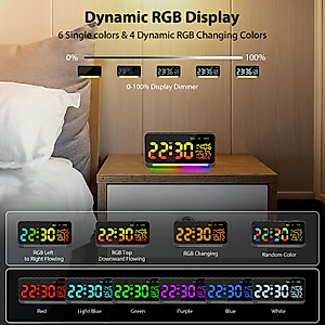 120db Super Loud Alarm Clocks for Heavy Sleepers adults , 15 Wake Up Sounds Alarm Clock for Heavy sleepers , 7 Color Night Light, Dynamic RGB Color , 0-100% Dimmer, Snooze, DST , Large LED Display