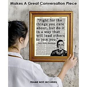 Inspirational Ruth Bader Ginsburg Wall Art "Fight for Things" 8x10 RBG Poster, RBG Wall Art & Motivational Wall Art, Positive Affirmations Wall Decor for Bedroom & Office Decor for Men &Women