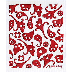 Trendy Tripper Swedish Dishcloths/Sponge Cloths - Packs of 4 Different Designs in RED (4 Red: Blommors/Cirkus/Fiddeli/Hearts)