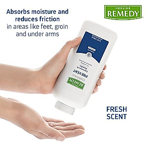 Medline Remedy Essentials Cornstarch Powder (14 oz Bottle), 12 Count, Fresh Scent, Talc Free, Shaker Top, Skin Care, Absorbs Sweat, Soothes, Reduces Friction & Chafing, For Adults, Feet, Groin
