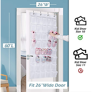 AOODA Over The Door Hanging Pantry Snack Organizer 40 Mesh Pockets Kids Shoe Rack Hanger Holder for Closet, White