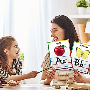 56 Pieces Alphabet and Number Bulletin Board Set Educational Bulletin Board Cards Early Learning Colors Shapes Cards Manuscript Alphabet Number Posters for Kindergarten Classroom Decorations