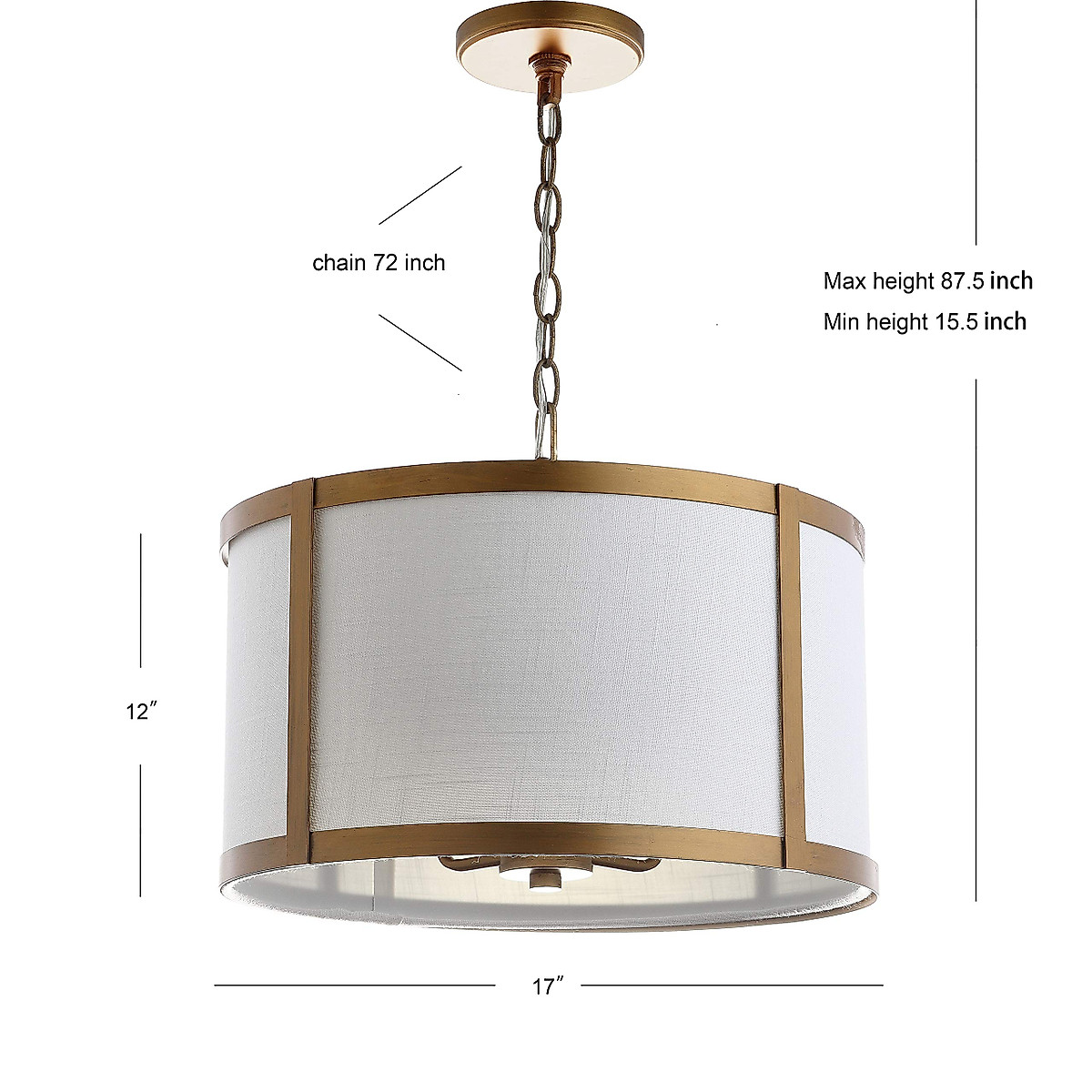 JONATHAN Y JYL3510B Thatcher 17" Metal LED Pendant Contemporary,Transitional Dimmable,2700K Cozy Warm Light, for Dining Room, Foyer, Bedroom, Modern, 4 Lights + Bulbs, Gold