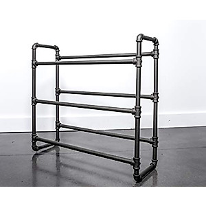 Real Home Innovations Modern Industrial Style 3 Tier Shoe Rack, 26.2” W x 8.2” D x 24”H, Satin Pewter