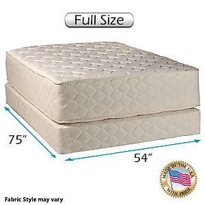Dream Solutions USA Highlight Luxury Firm (Full 54"x75"x14") Mattress & Low 5" Height Box Spring Set with Bed Frame Included - Spine Support, Innerspring Coils, Longlasting Comfort