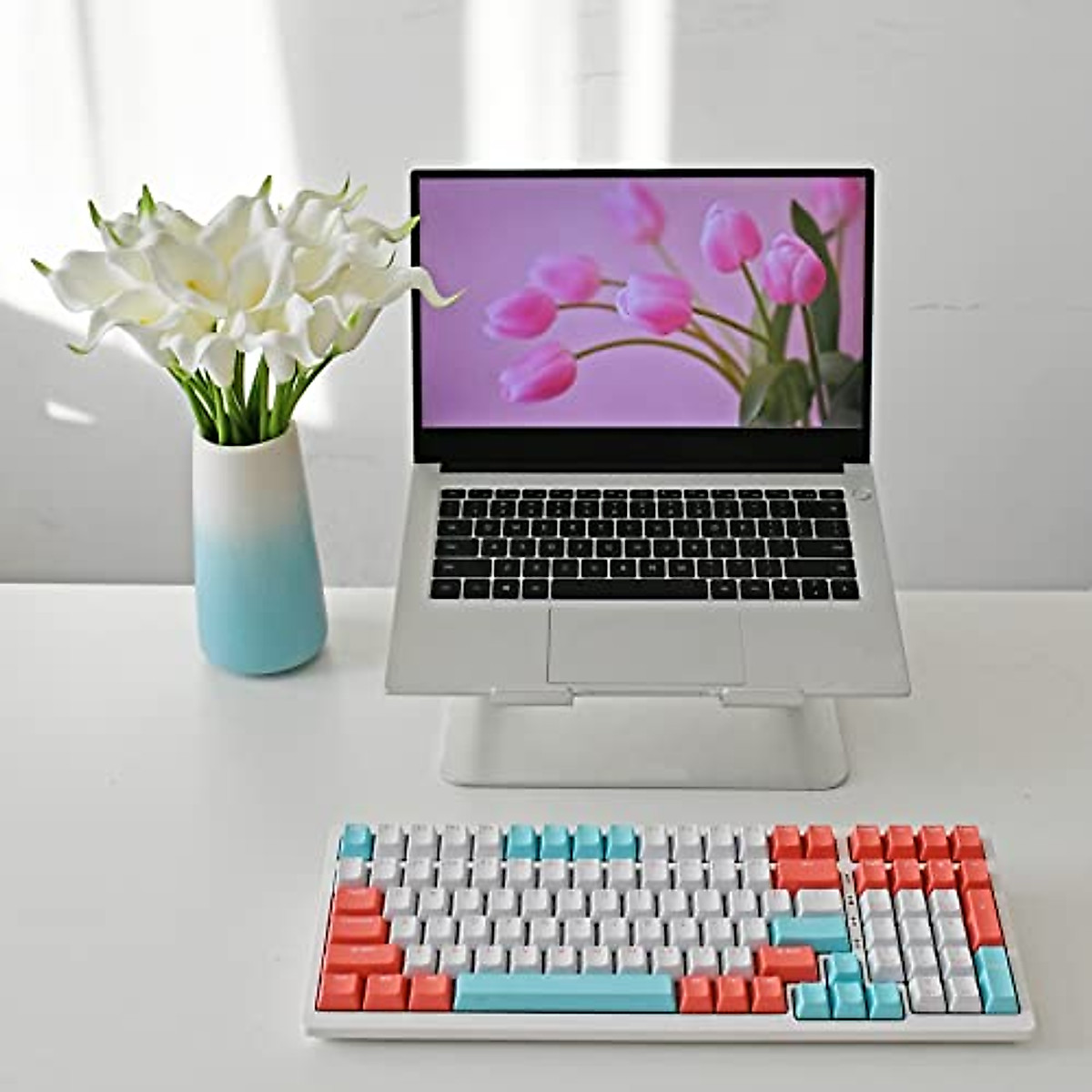 Mandy's 20pcs White Flowers Artificial Calla Lily Silk Flowers 13.4" for Easter Day Home Kitchen & Wedding