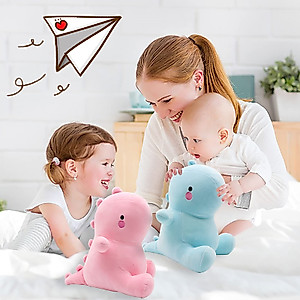 OSQI Stuffed Animal Plushie Toys Pack of 2, Cute Dinosaur Plushies Toy, 12inch Soft Plush for Girls Plush Doll Gifts for Kids Boys Babies Toddlers (Blue Pink)