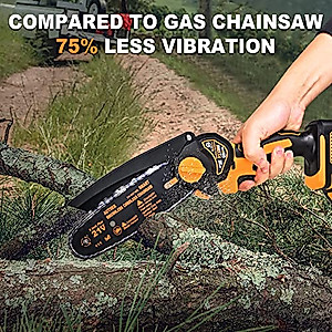 Mini Chainsaw 6-Inch,Electric Chainsaw-Battery Powered Cordless Chainsaw with Brushless Motor,21V Handheld Chainsaw for Outdoor Projects, Trimming, and Pruning