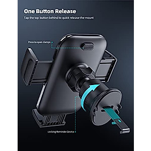 Lamicall 2023 Wider Clamp & Metal Hook Phone Mount for Car Vent [Thick Cases Friendly] Car Phone Holder Hands Free Cradle Air Vent for iPhone Smartphone