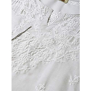 Ada Hand Embroidered Indian Chikankari Straight Cotton Tunic Top Kurti Shirt for Women A534584 (Grey, Medium)