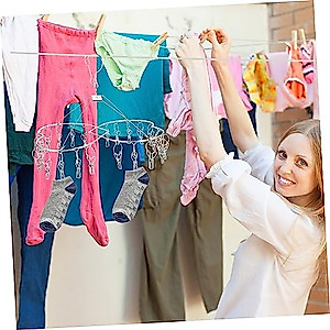 STOBAZA 1pc Drying Rack Metal Hangers Mounted Drying Rack Stainless Steel Hangers Sock Hangers with Clips Balcony Laundry Clip Clothes Drying Hanger Balcony Drying Rack Socks Clips Silver