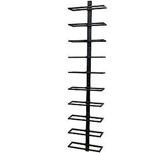 Farmhouse Vertical Wall Mounted Wine Rack, Industrial Metal Wine Holder Rack, Hanging Display Shelf for 10 Wine Bottles, Modern Black Wall Mount Wine Holder for Home Kitchen Living Room Cafe Bar Decor