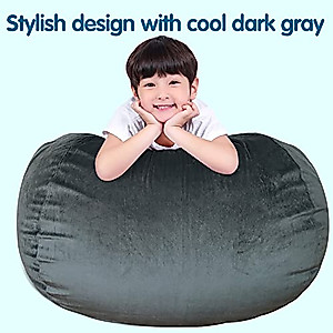 Lukeight Stuffed Animal Storage Bean Bag Chair for Kids and Teens Without Filling, Zipper Storage BeanBag Cover for Organizing Stuffed Animal, Luxury Velvet Bean Bag Chair Cover (No Beans) X-Large