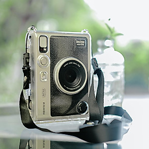 Rieibi Clear Protective Case for Fujifilm Instax Mini Evo Instant Camera - Hard Carrying Case Cover with Shoulder Strap
