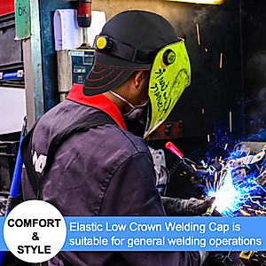 2 Pcs Welding Cap Flame Resistant Welders Caps Reversible Cotton Soft Short Crown Welders Hats with Elastic for Men Women Electrician(Black, Red)