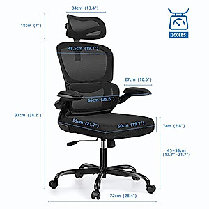 Razzor Ergonomic Office Chair, High Back Mesh Desk Chair with Lumbar Support and Adjustable Headrest, Computer Gaming Chair, Executive Swivel Chair for Home Office