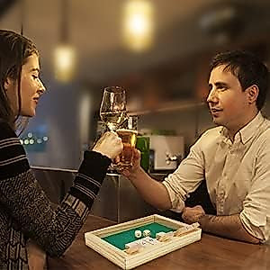 Win SPORTS Wooden Shut The Box Game - Dice Game 2 Player,Board Game,Classics Tabletop Version,Popular Pub Game,Math,Travel for Kids #9