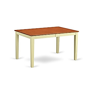 East West Furniture NIAN5-WHI-W 5 Piece Dining Set Includes a Rectangle Dining Room Table with Butterfly Leaf and 4 Kitchen Chairs, 36x66 Inch, Buttermilk & Cherry