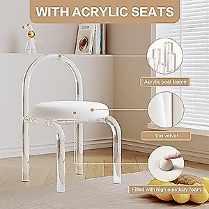 HOTICKME White Makeup Vanity Set, Modern Makeup Vanity with LED Mirror, Vanity Desk with Chair & Drawers & Cabinet, Dressing Table for Girls, Bedroom Dresser