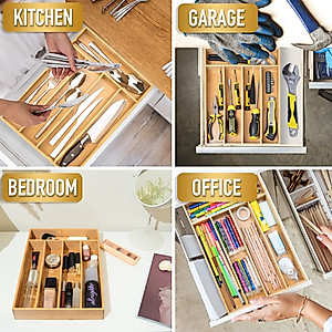 Besilord Silverware Organizer Bamboo Kitchen Drawer Organizer Utensil Organizer Silverware Holder Cutlery Organizer in Drawer Flatware Organizers Tray