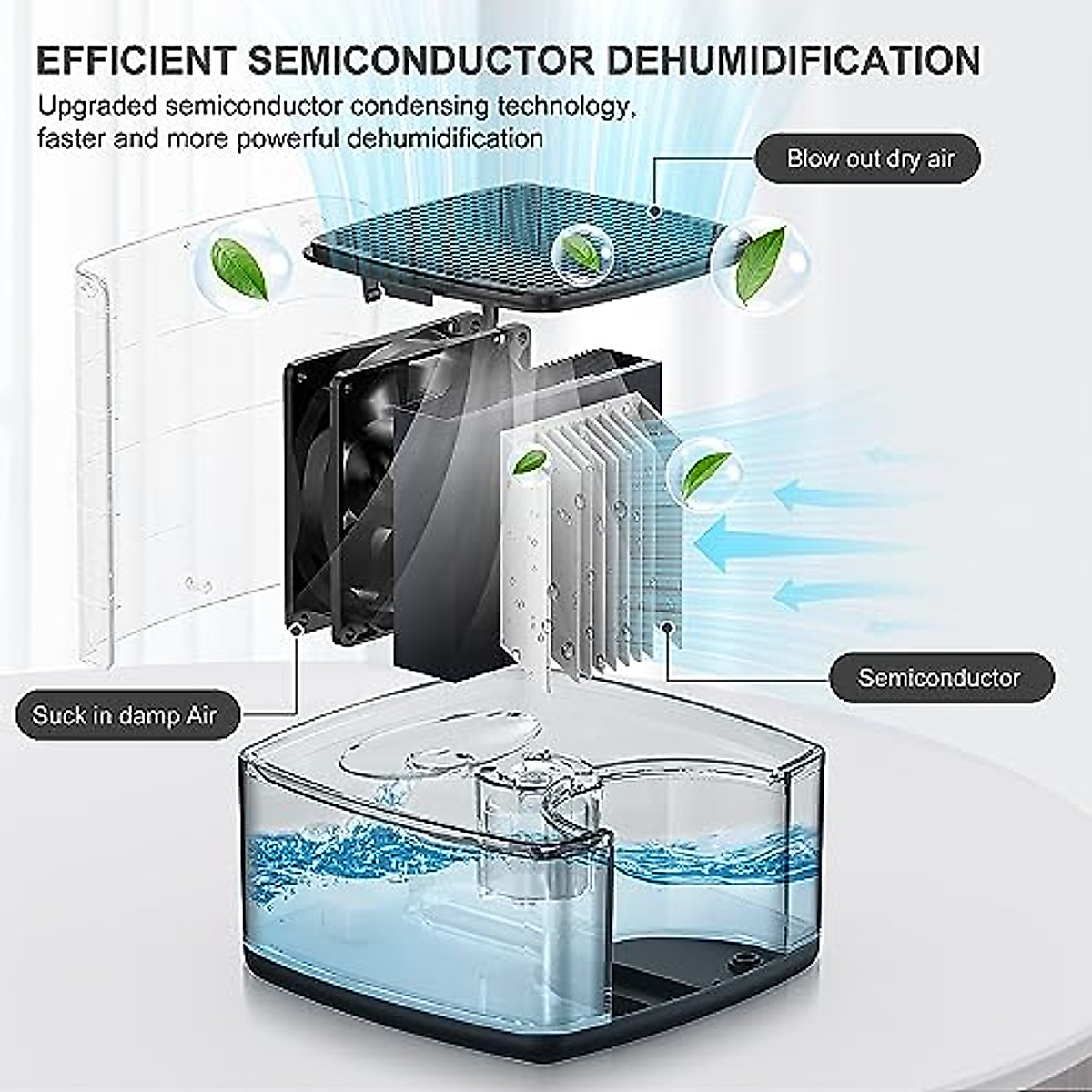 ToLife Dehumidifiers for Home 30 OZ Water Tank with Auto-Off 500 sq.ft Portable Small Dehumidifier for Bathroom Bedroom RV Closet Room 7 Colors LED Light, Black