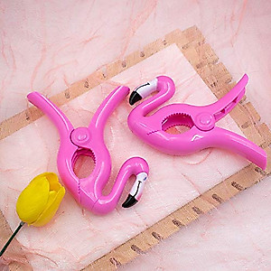 AUEAR, Lovely Towel Clips Chair Holders for The Beach or Home Patio Holiday Pool and Chaise Pool Chair Supplies Accessories Portable Secure Towel Clips (Pink Flamingo, 4-Pack)