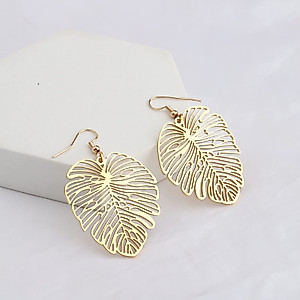 Monstera Gold Earrings Leaf Earrings Dainty Monstera Leaf Earrings Monstera Jewelry (leaf Earrings)