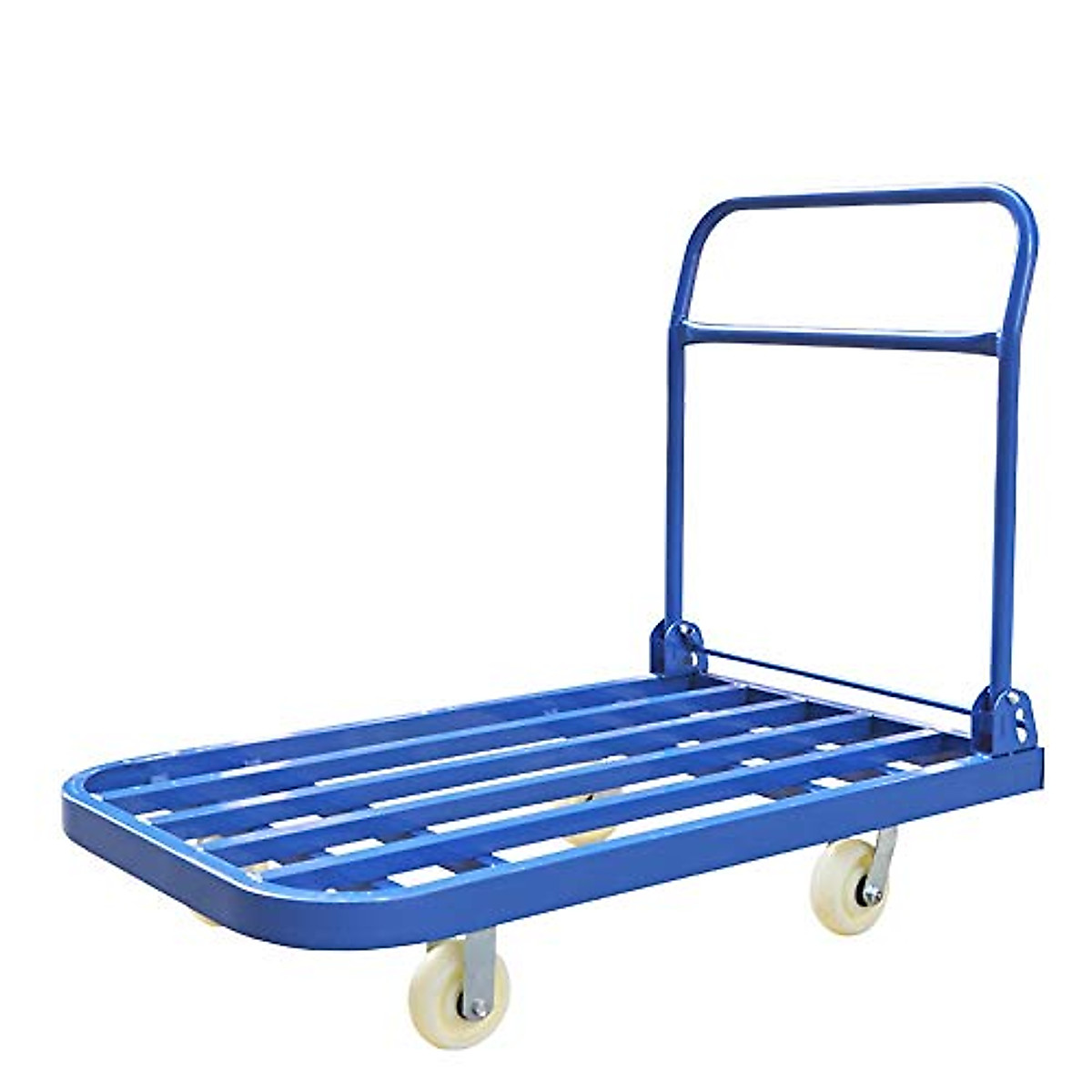 Teerwere Portable Folding Handcart Portable Folding Hand Trolley 360° Rotating Cart for Luggage Personal Travel Shopping Auto Moving Multi Function Folding Handcart (Color : Blue, Size : 120X65CM)