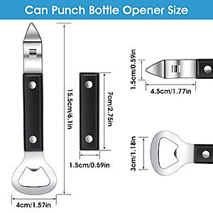 Manual Can Opener Black Can Punch Opener, Stainless Steel Opener for Beers Cans Beverages, Small Bottle Opener Can Tapper for Camping and Traveling (Black)