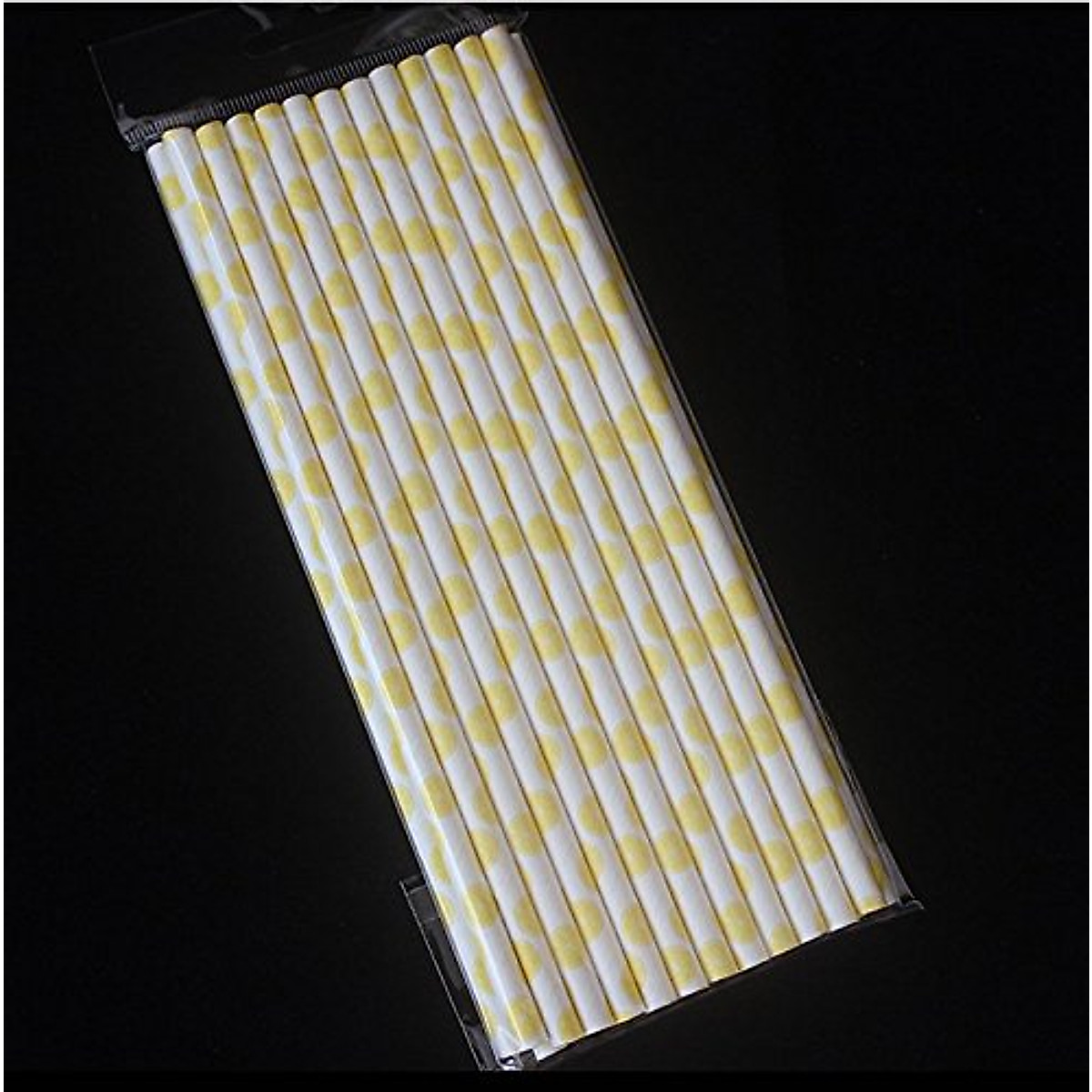 50-Pack Biodegradable Paper Drinking Straws for Party Supplies Bridal/Baby Shower Wedding Decorations, Bulk Paper Straws for Juices, Shakes, Smoothies, Lemon Theme