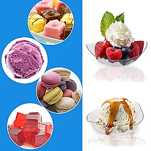 100 Pcs Dessert Plates, Mini Clear Disposable Dessert Bowls, Oval Plastic Ice Cream Cups Appetizer Tray, Sauce Dish/Bowls, Tomato Sauce, Salad Dressing for BBQ, Home, Party, Picnic, Wedding Gatherings