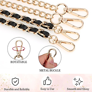 kilofly 2pc Gold Plated Faux Leather Removable Clutch Chain Shoulder Straps Set