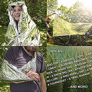 Grizzly Gear Emergency Mylar Blanket 4 Pack- 7' x 4' 1/3" Thermal Weatherproof Survival Gear- Durable Tearproof Prepper Supplies