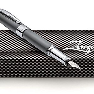 ZenZoi Gray Fountain Pen | Luxury Fountain Pen, Executive Pen for Men, Women | Pen Gift Box W/Refillable Metal Pen, Fine Nib, Converter & 2 Ink Refill | Elegant, Quality, Fountain Pens for Writing