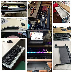 WUK Keyboard Platform Sliding Pull-Out Tray Under Desk Drawer for Keyboard Attachable Keyboard Tray, Home Office 51.5cm/20.2 in x 27cm/10.6 in