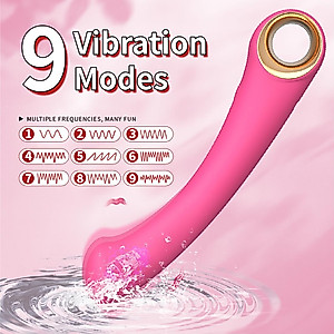 Clitoral G Spot Vibrator Sex Toy for Women,Personal Wand Massager with 9 Vibrating Modes,Waterproof Bullet Finger Anal Training Vibrators for Couple,Soft Silicone Dildo Adult Sex Toys&Game (Pink)