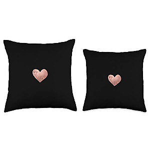 BoredKoalas Heart Throw Pillow Gifts Rose Pink On Black Heart Minimal Art Love Valentine Day Gift Throw Pillow, 18x18, Multicolor