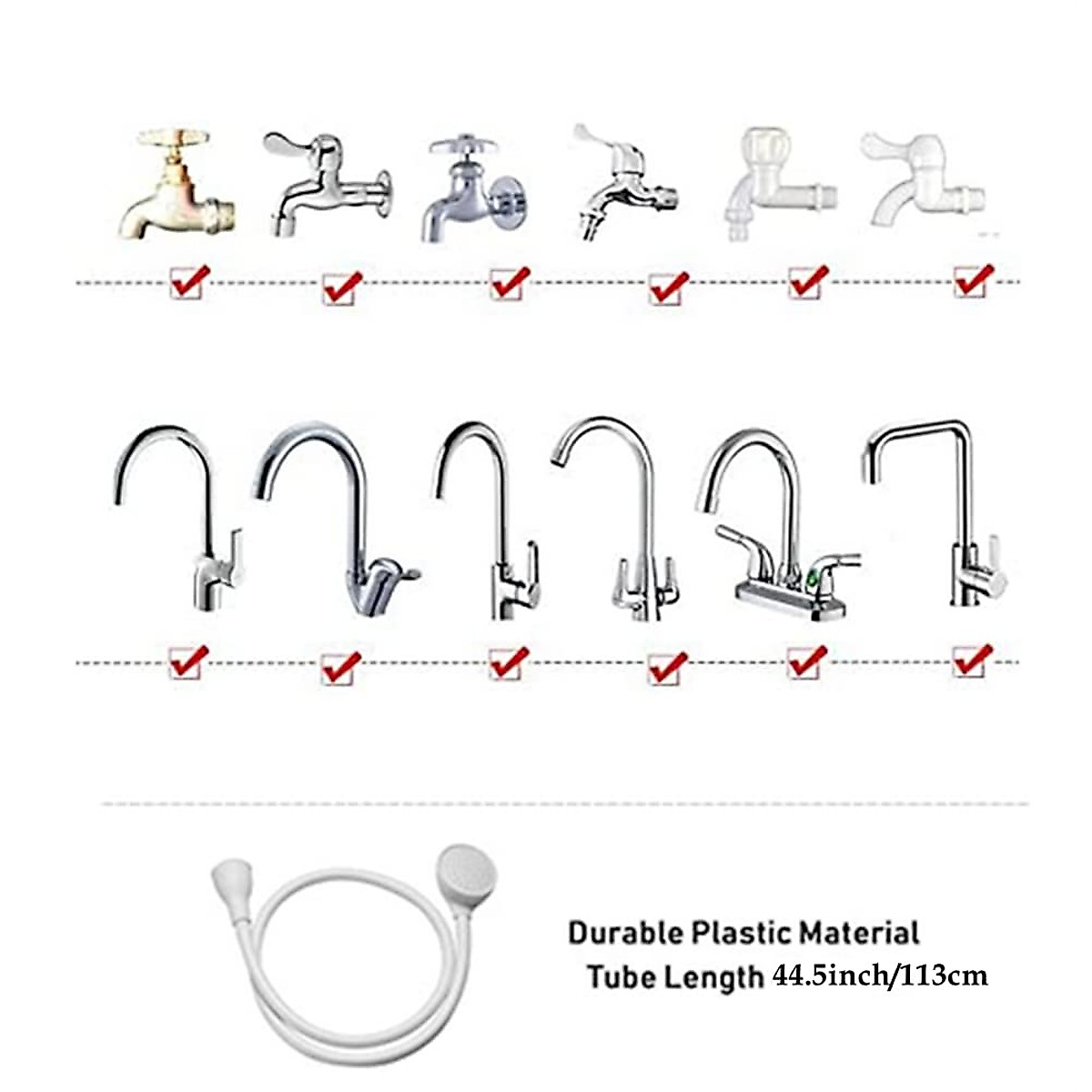 44.5in long Portable Sink Hose Faucet Sprayer,Shampoo Sprayer Handheld Hose Faucet Shower Head Spray Hose for Bathing Baby,Pets Shower, Washing Hair,Rinsing Vegetables