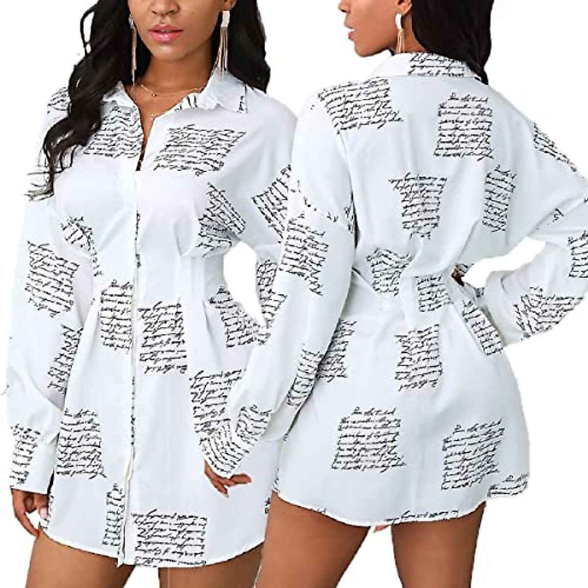 Vestido Camisero para Mujer Button Down Dress Shirts for Women Colorful Blouses Long Sleeve Floral Print Tops Loose Collar Sexy T-Shirts